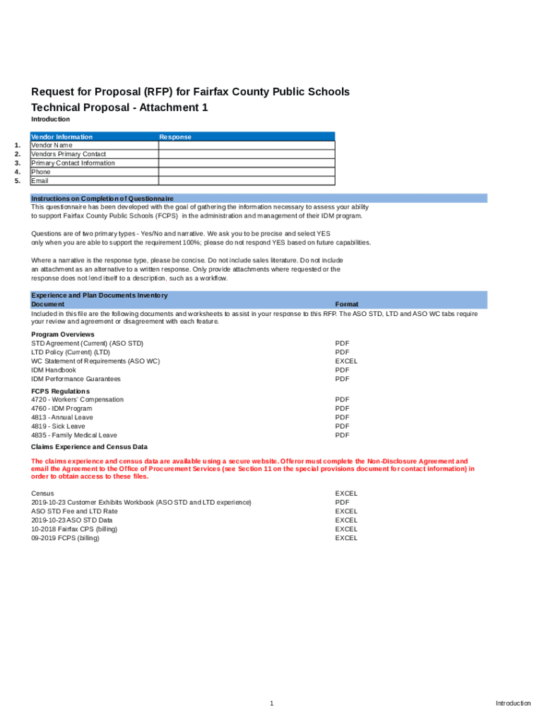 Fillable Online Request for Proposal (RFP) for Fairfax County Public ...