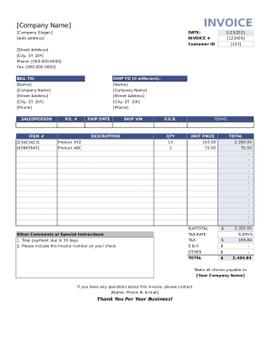 Fillable Online Sales Invoice Template Fax Email Print - pdfFiller