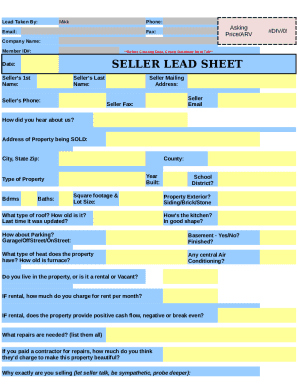 Fillable Online Lead Sheet Plus Program Fax Email Print - pdfFiller