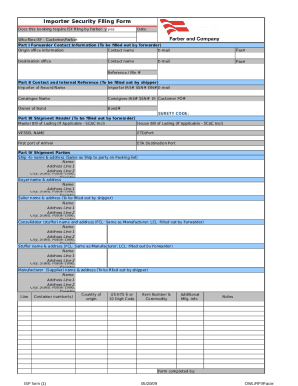 Fillable Online Importer Security Filing Form Fax Email Print - pdfFiller
