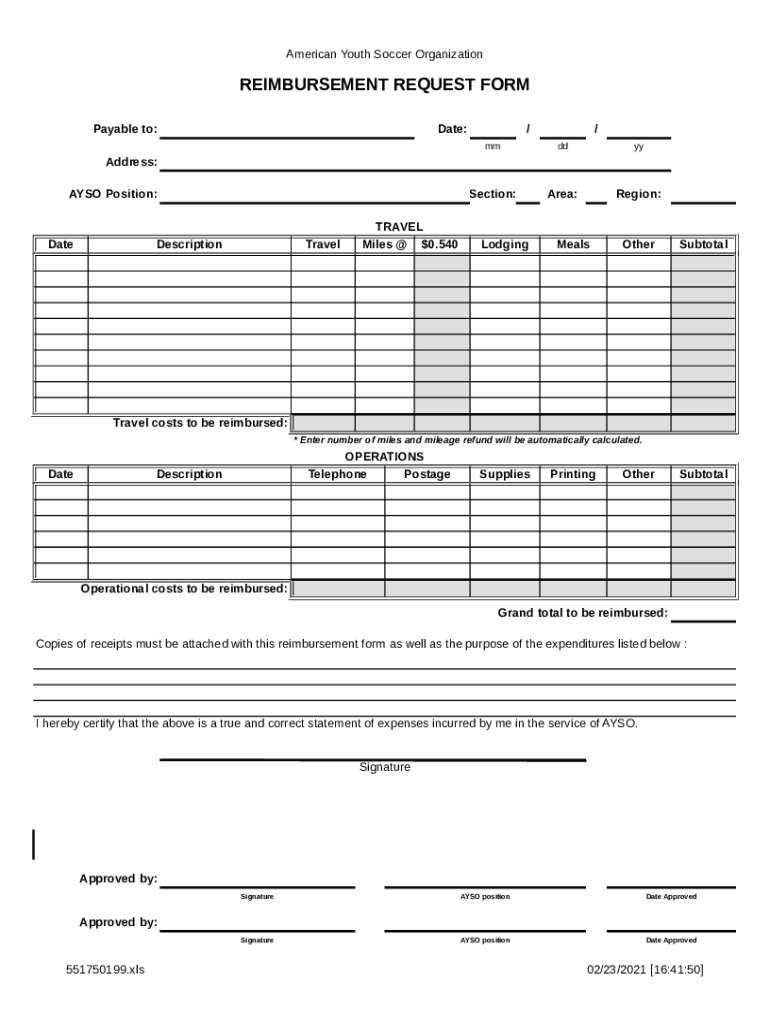 Fillable Online REIMBURSEMENT REQUEST FORM Fax Email Print - pdfFiller