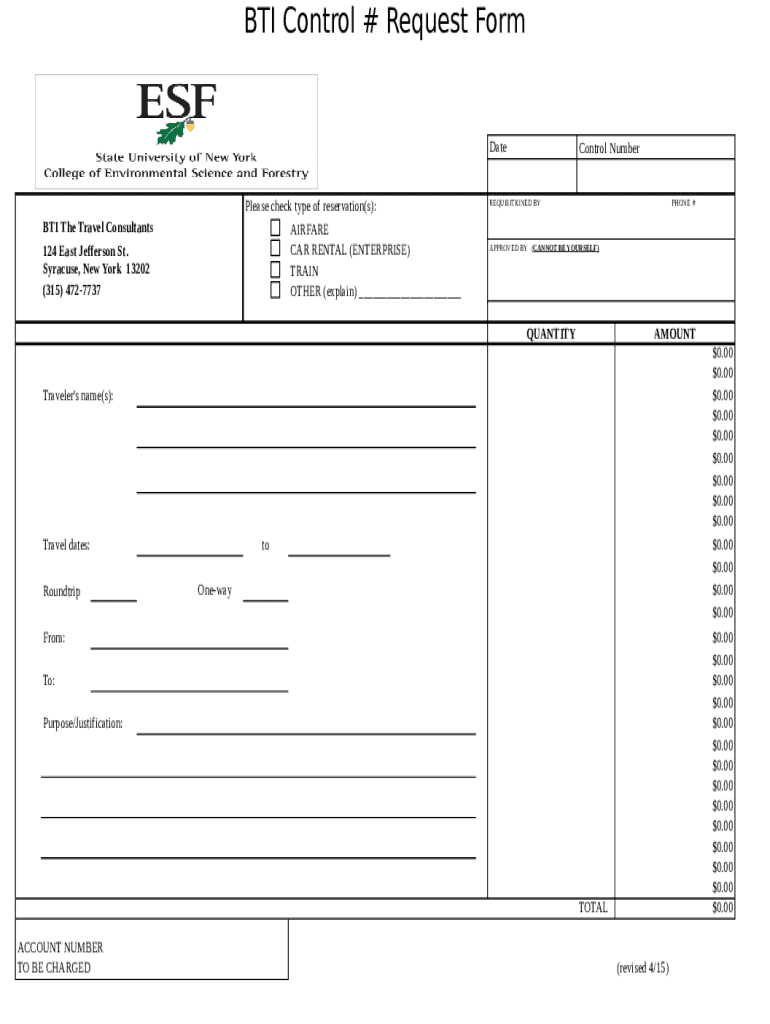 Fillable Online BTI Control # Request Form Fax Email Print - pdfFiller