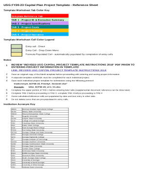 Fillable Online USG FY20-23 Capital Plan Project Template - Reference ...