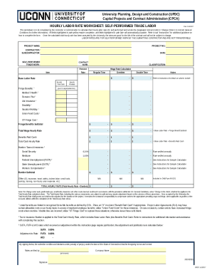 Fillable Online updc uconn Hourly Labor Rate Worksheet Fax Email Print ...