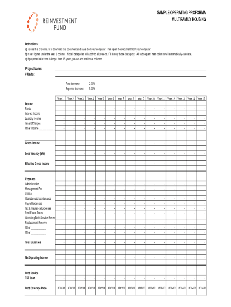 Fillable Online SAMPLE OPERATING PROFORMA Fax Email Print - pdfFiller