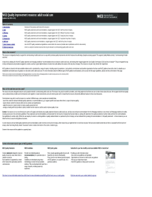 Fillable Online NICE quality statements and recommendations, mapped ...
