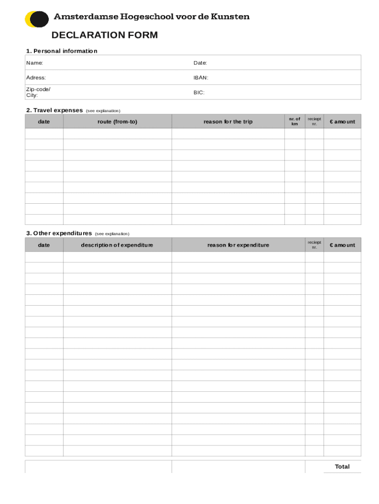 Fillable Online DECLARATION FORM Fax Email Print - pdfFiller