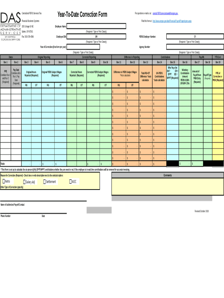 Fillable Online Year to date correction form Fax Email Print - pdfFiller