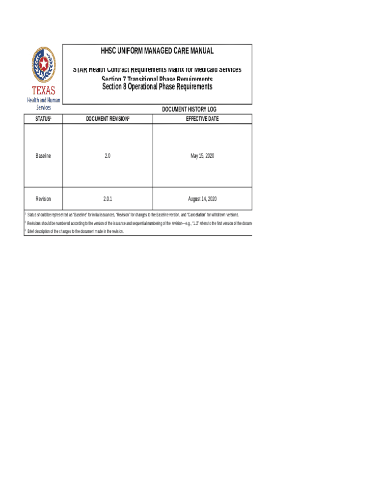 Fillable Online STAR Health Contract Requirements Matrix for Medicaid ...
