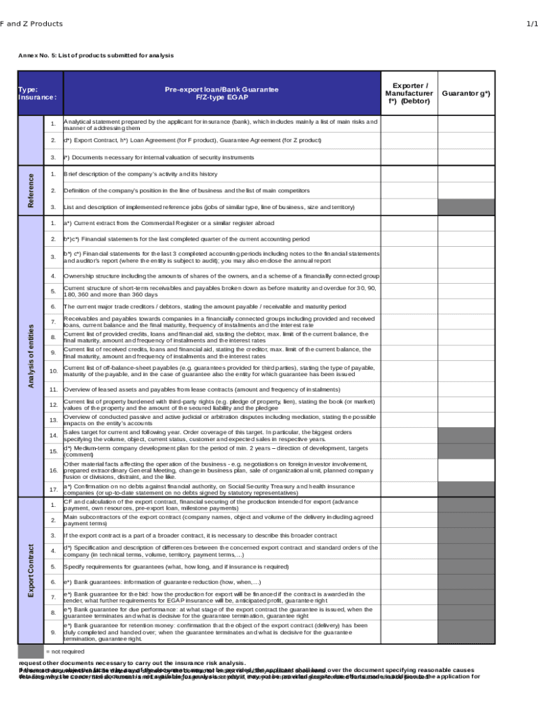 Fillable Online Analytical statement prepared by the applicant for ...