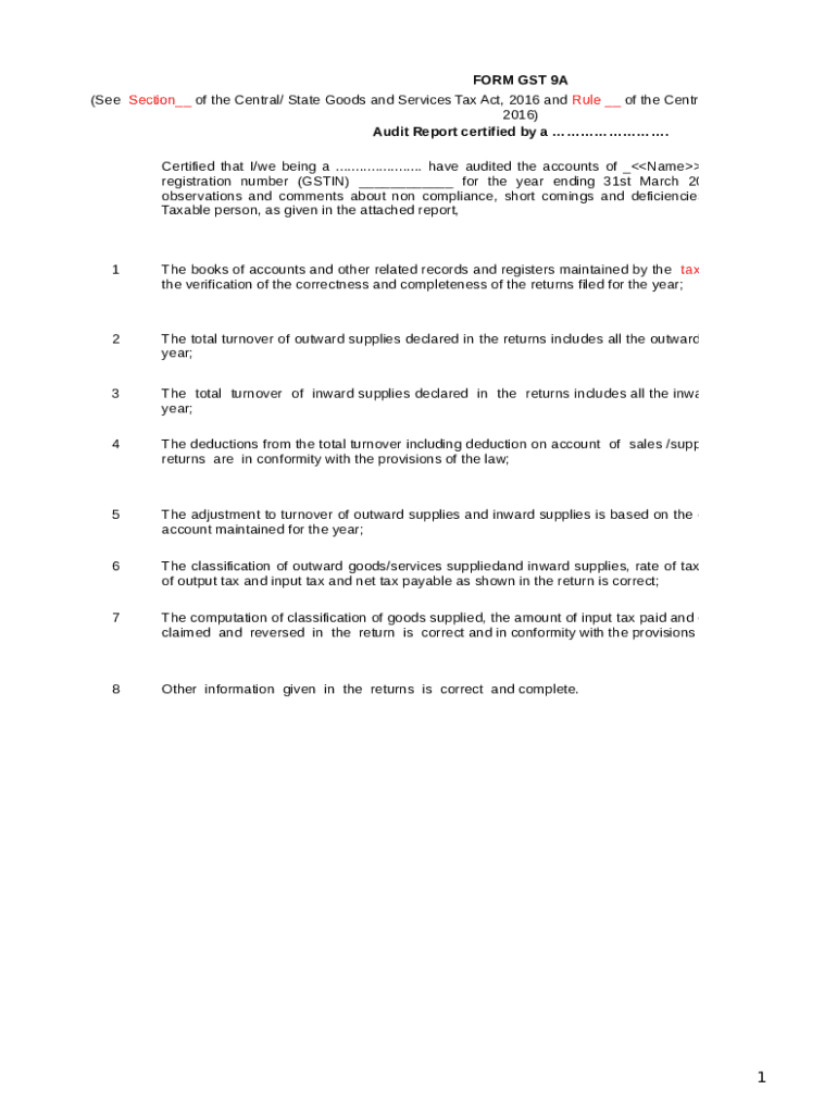 Fillable Online FORM GST 9A Fax Email Print - pdfFiller
