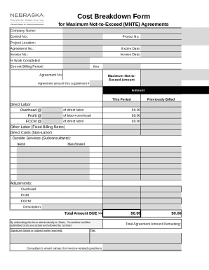 Fillable Online Cost Breakdown Form Fax Email Print - pdfFiller