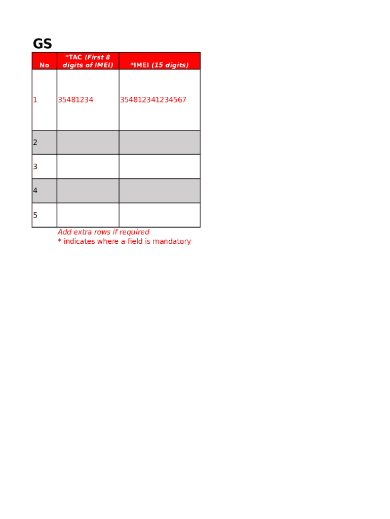 Fillable Online Claims of non-compliant TAC / IMEI must be submitted ...