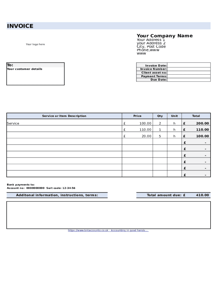 Fillable Online VAT Invoice template Fax Email Print - pdfFiller