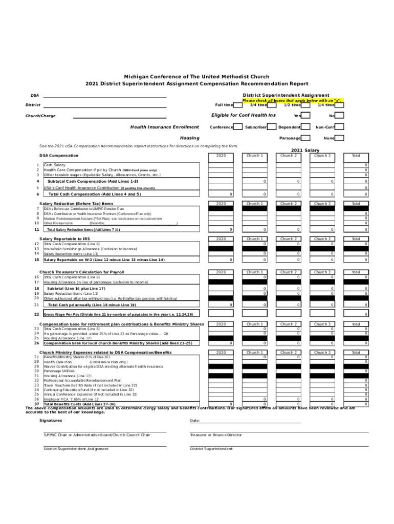 Fillable Online See the 2021 DSA Compensation Recommendation Report Instructions for directions ...