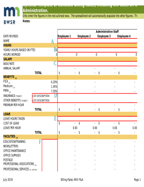 Fillable Online bwsr state mn Optional Template 2: Calculate Billing ...