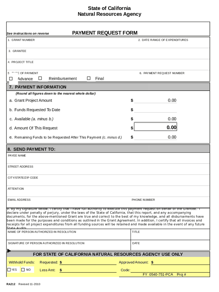 Fillable Online resources ca PAYMENT REQUEST NUMBER Fax Email Print ...