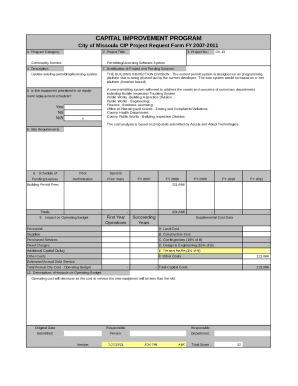 Fillable Online ftp ci missoula mt City of Missoula CIP Project Request Form FY 2007-2011 Fax ...