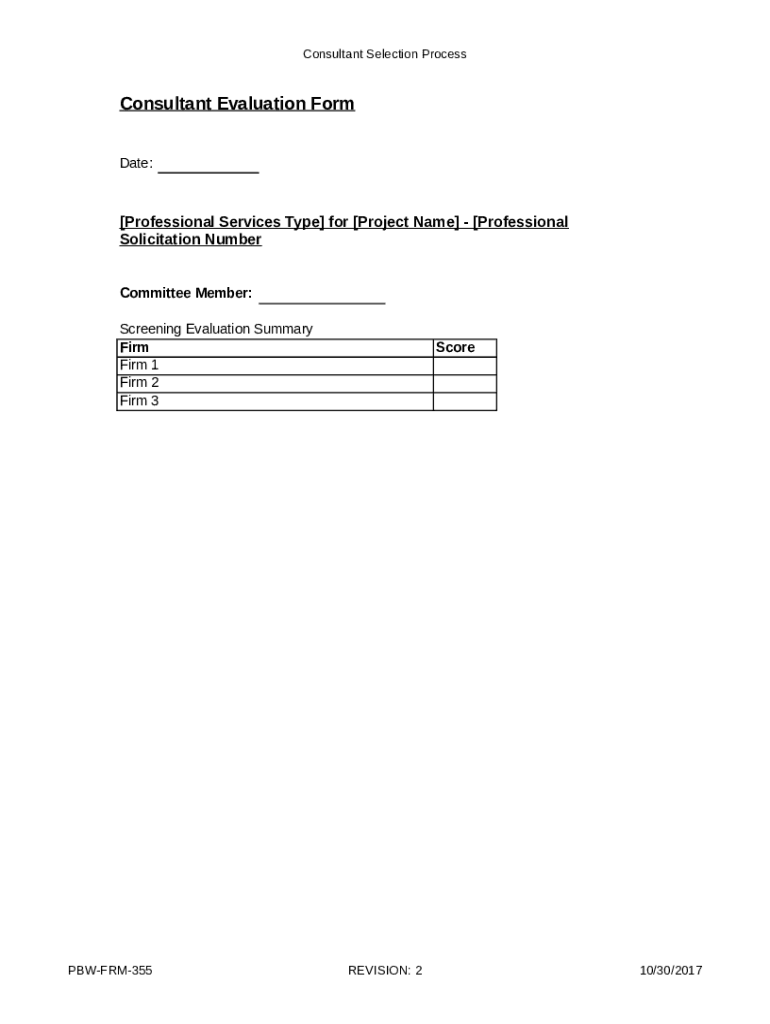 Fillable Online Consultant Evaluation Form Fax Email Print - pdfFiller