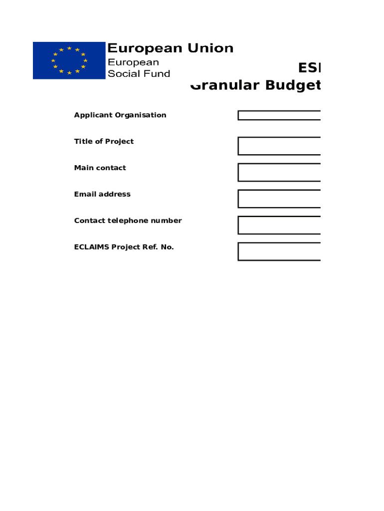 Fillable Online ESF Granular Budget Sample Template v1 Fax Email Print ...