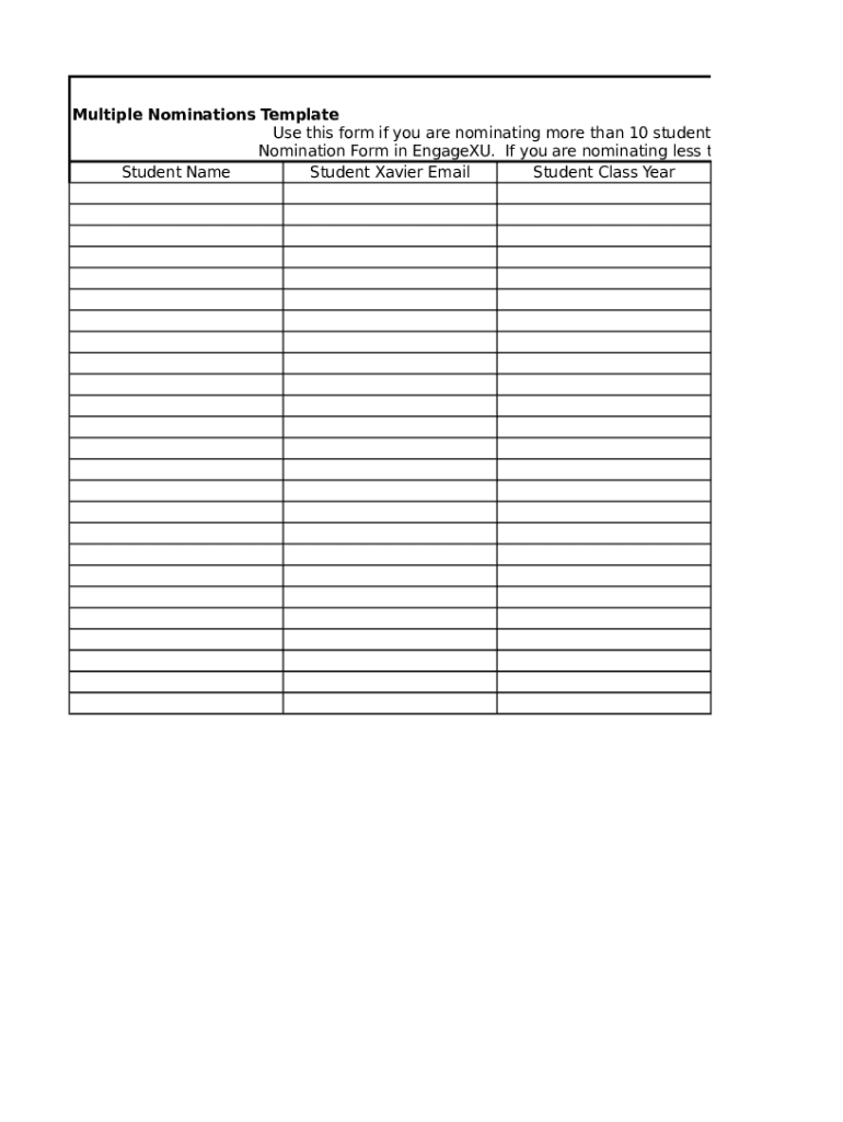 Fillable Online Multiple Nominations Template Fax Email Print - pdfFiller