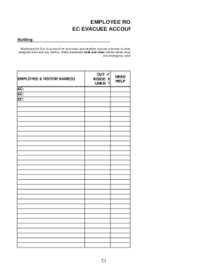 Fillable Online Evacuation roster form Fax Email Print - pdfFiller