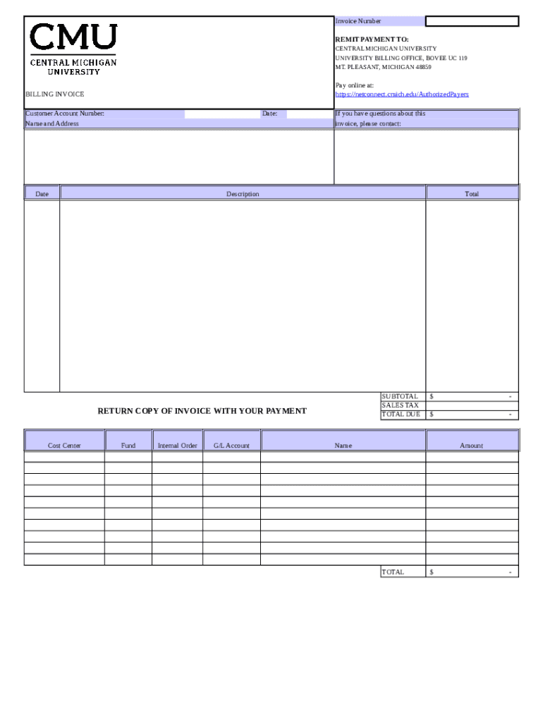 Fillable Online Billing Invoice Form 2017 Fax Email Print - pdfFiller