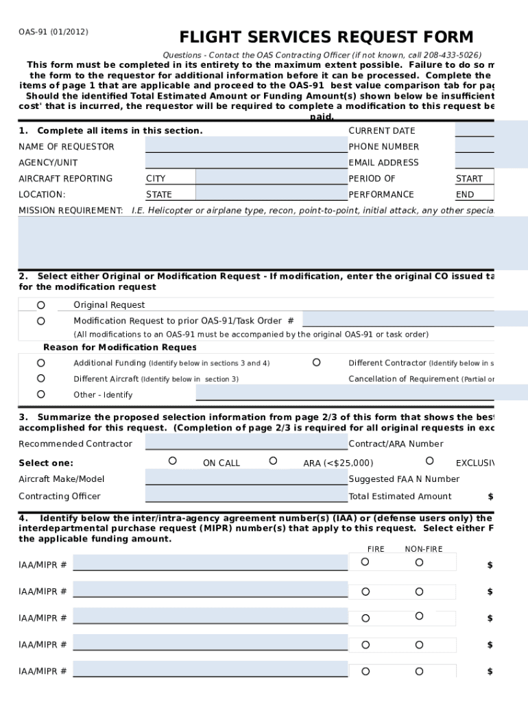 Fillable Online gacc nifc FLIGHT SERVICES REQUEST FORM Fax Email Print ...