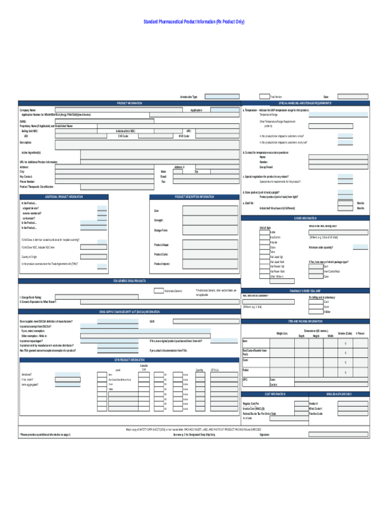 Pharmaceutical Product Information Form - Blank Fillable Template ...
