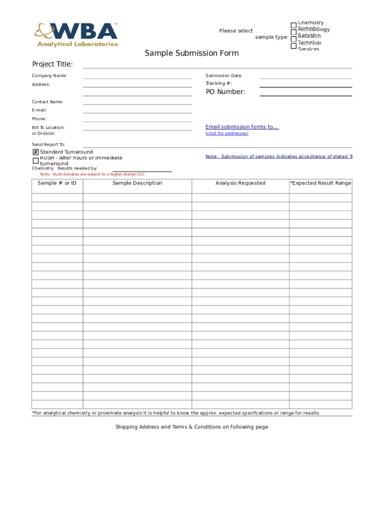 Fillable Online Routine Sample Submission Form Fax Email Print - pdfFiller