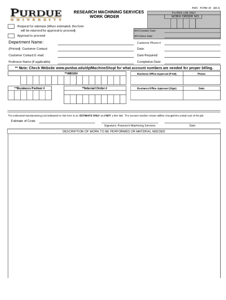 Fillable Online RMS FORM 20 (8/12) Fax Email Print - pdfFiller