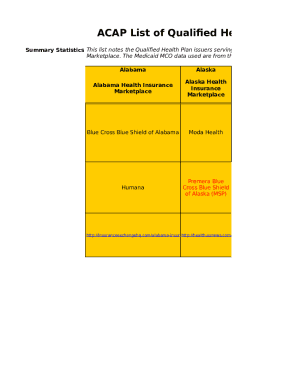 Fillable Online ed Health Plan (QHP) Issuers By State (updated 12/13/1 ...