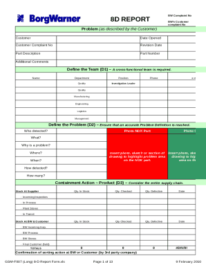 Fillable Online Form - Supplier Corrective Action Report (Long) (GSM ...