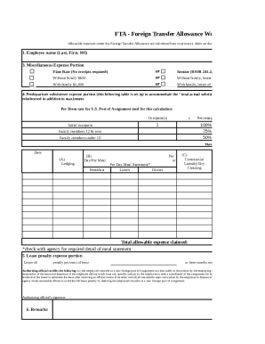 Fillable Online FTA - Foreign Transfer Allowance Worksheet Fax Email ...