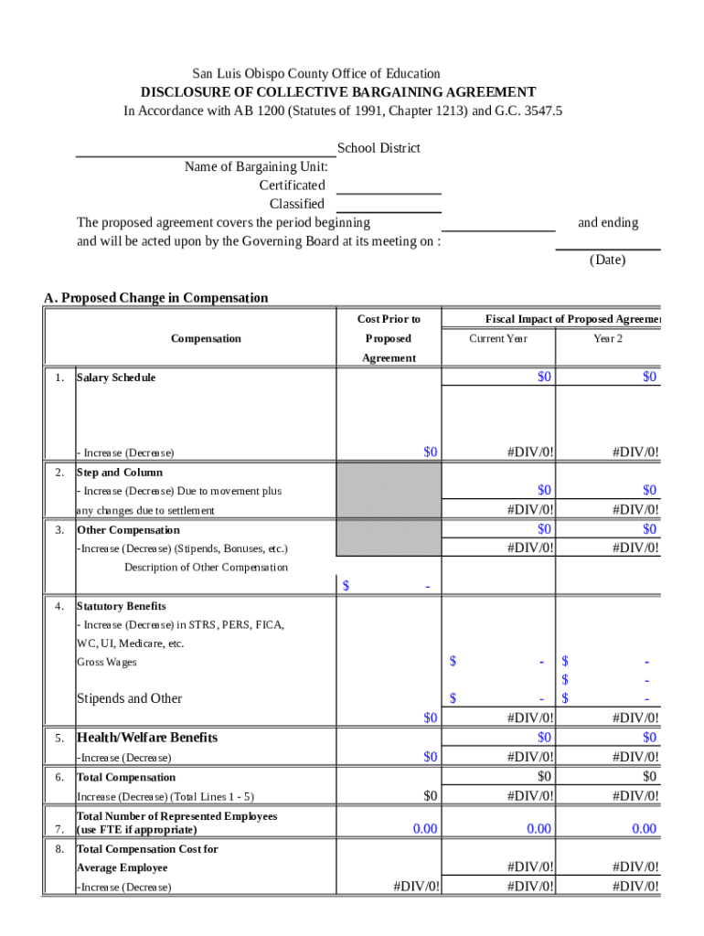 Fillable Online DISCLOSURE OF COLLECTIVE BARGAINING AGREEMENT Fax Email ...