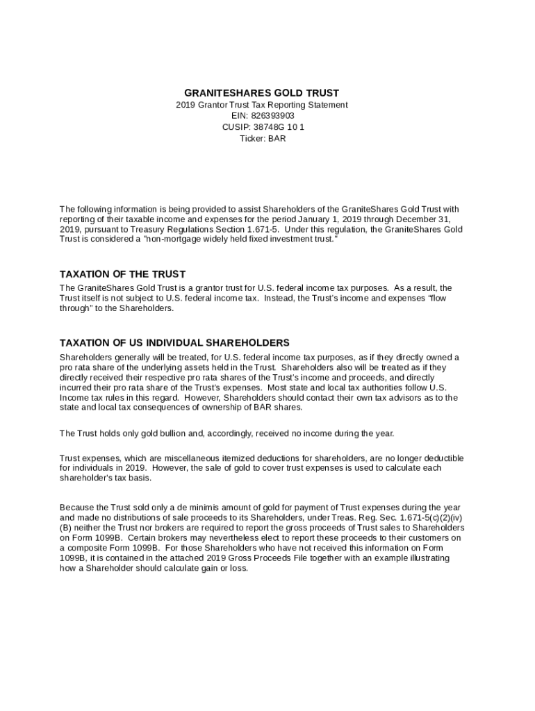 Fillable Online 2019 Grantor Trust Tax Reporting Statement Fax Email ...