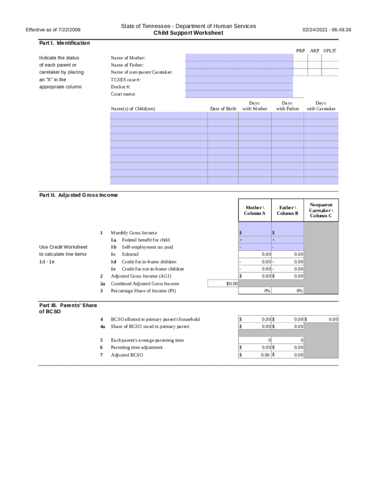 Fillable Online State of Tennessee - Department of Human Services Fax ...