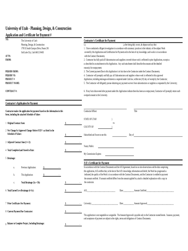 Fillable Online Application and Certificate for Payment # Fax Email Print - pdfFiller