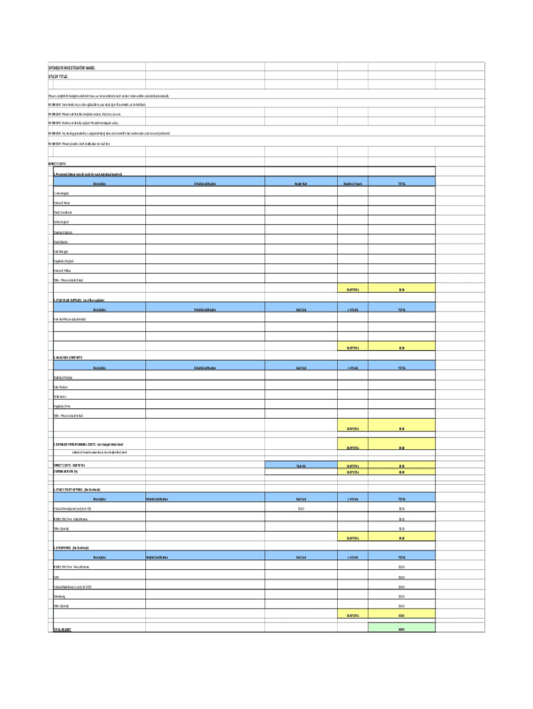 Fillable Online Clinical Budget Template Clinical .xls Fax Email Print ...