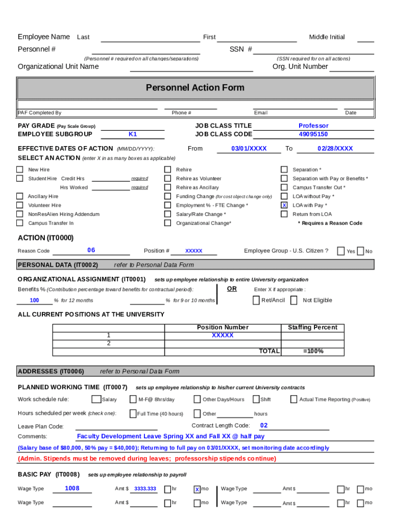 Fillable Online Personnel Action Form Fax Email Print - pdfFiller