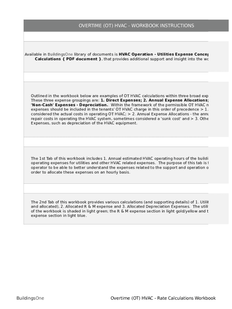 Fillable Online OVERTIME (OT) HVAC SAMPLE CALCULATIONS - UTILITIES ...