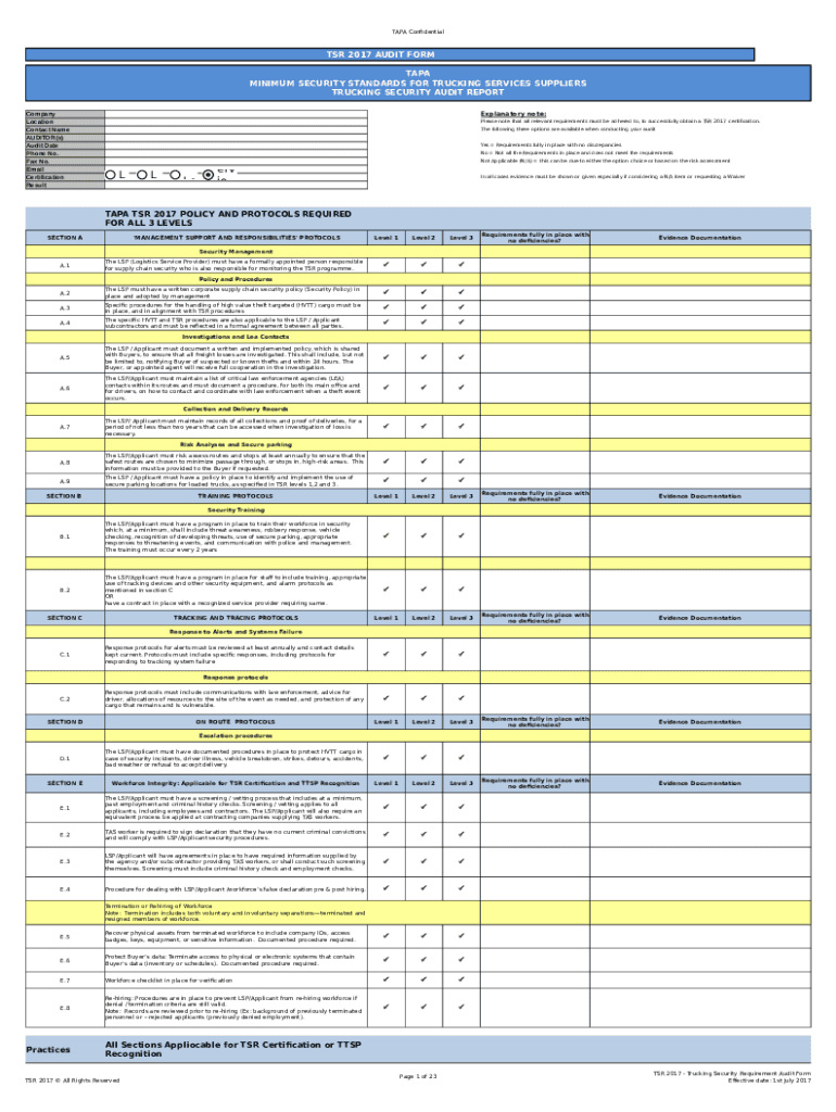 Fillable Online tapa memberclicks TSR 2017 AUDIT FORM Fax Email Print ...