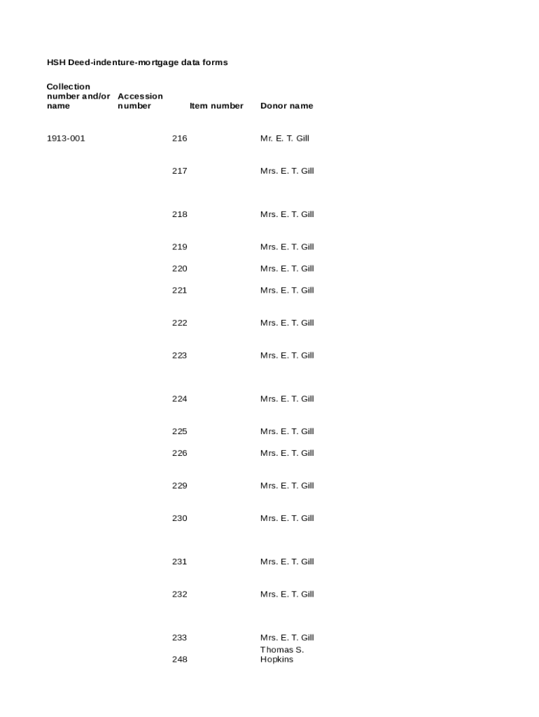 Fillable Online HSH Deed-indenture-mortgage data forms Fax Email Print ...