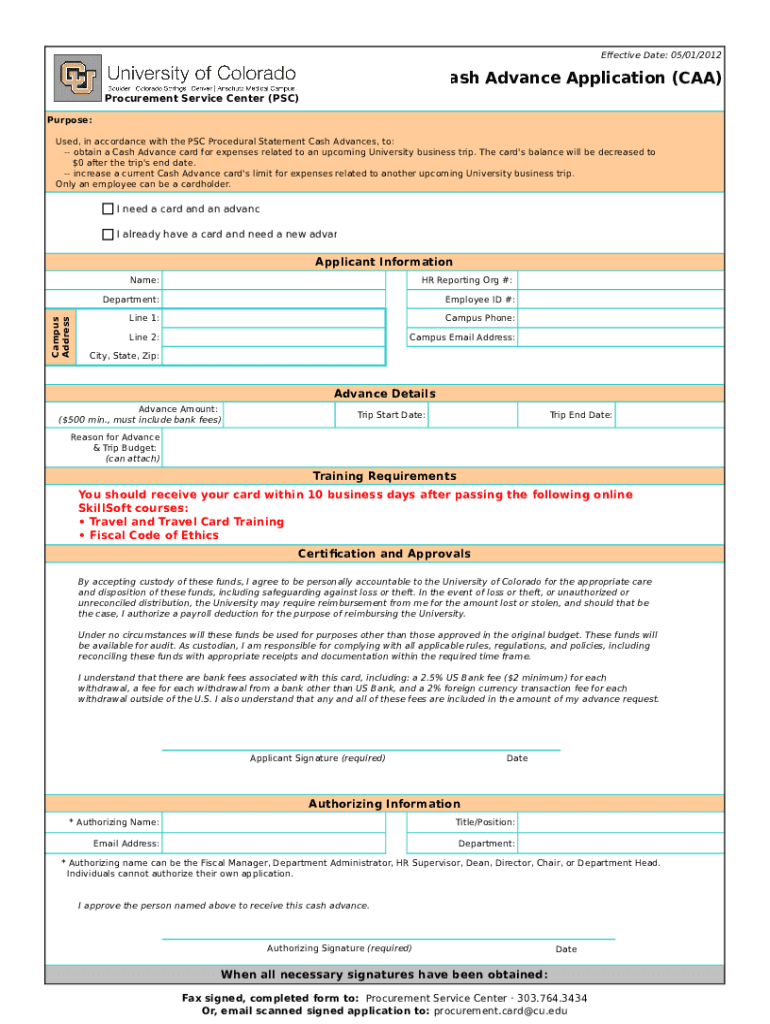 Fillable Online ash Advance Application (CAA) Fax Email Print - pdfFiller
