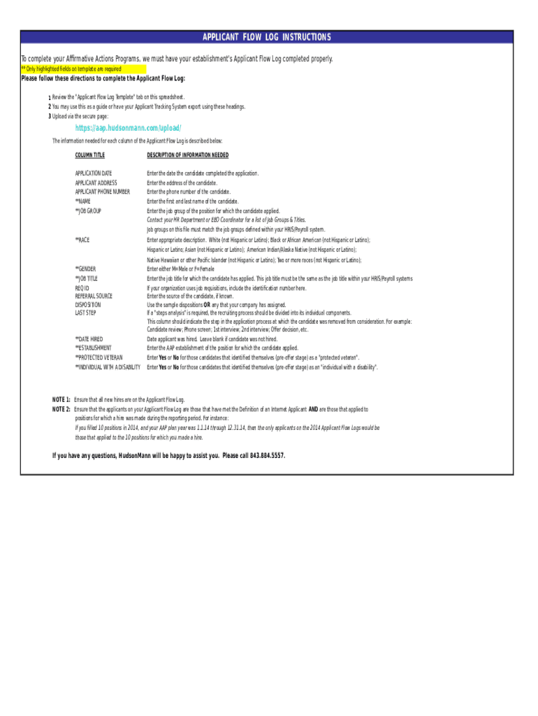 Fillable Online 1 Review the "Applicant Flow Log Template" tab on this ...