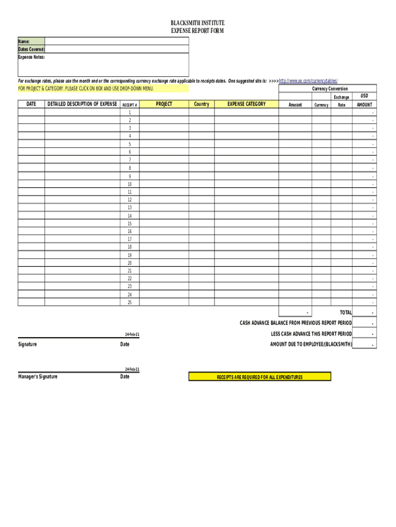 Fillable Online EXPENSE REPORT FORM Fax Email Print - pdfFiller
