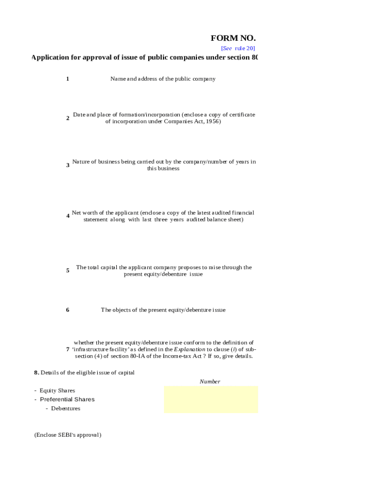 Fillable Online Application for approval of issue of public companies ...