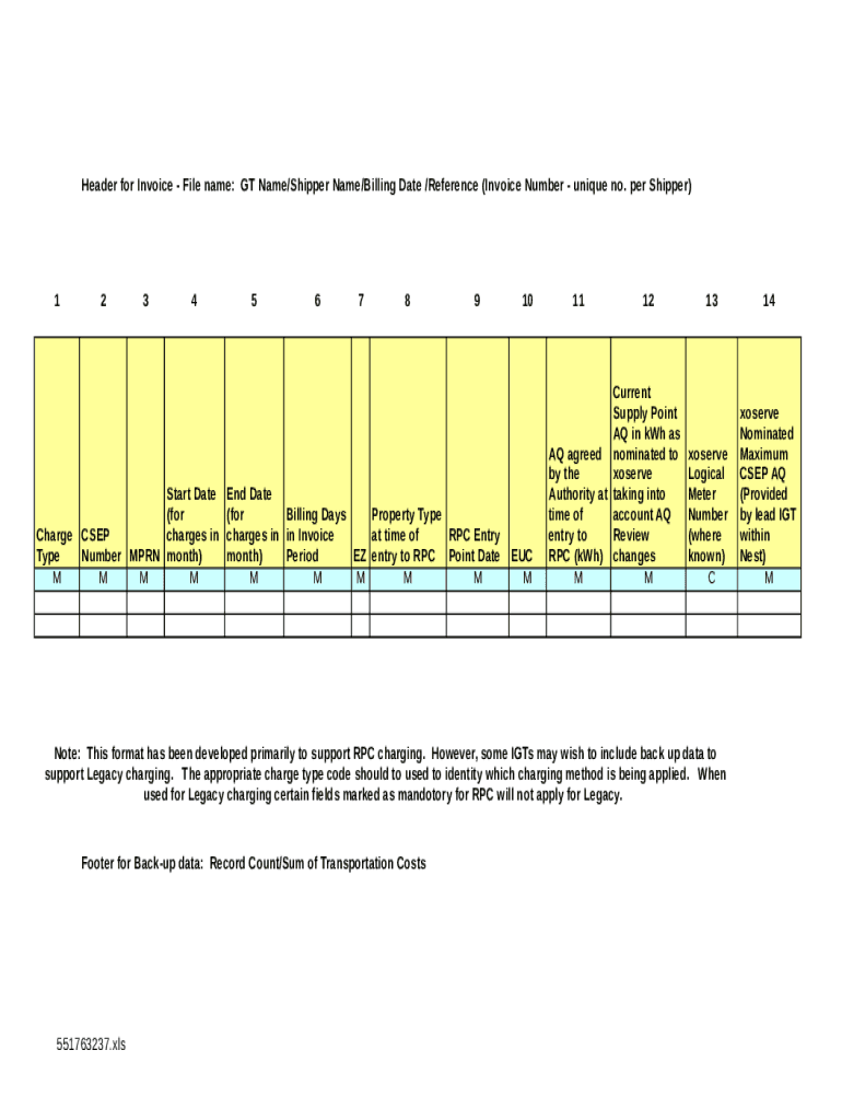 Fillable Online Invoice Structure for RPC Version 1.0. RPC Invoice ...