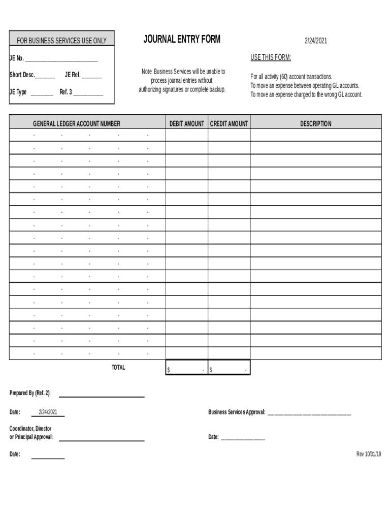 Fillable Online Journal Entry Form Fax Email Print - pdfFiller