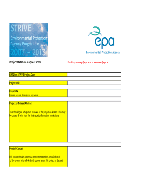 Fillable Online erc epa Project Metadata Request Form Fax Email Print ...